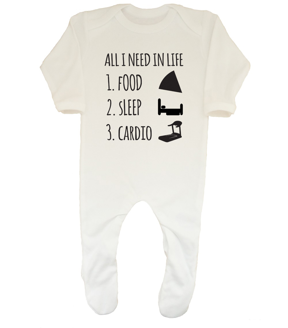 Doing Cardio makes me Happy Boys Girls Baby Grow Sleepsuit | eBay