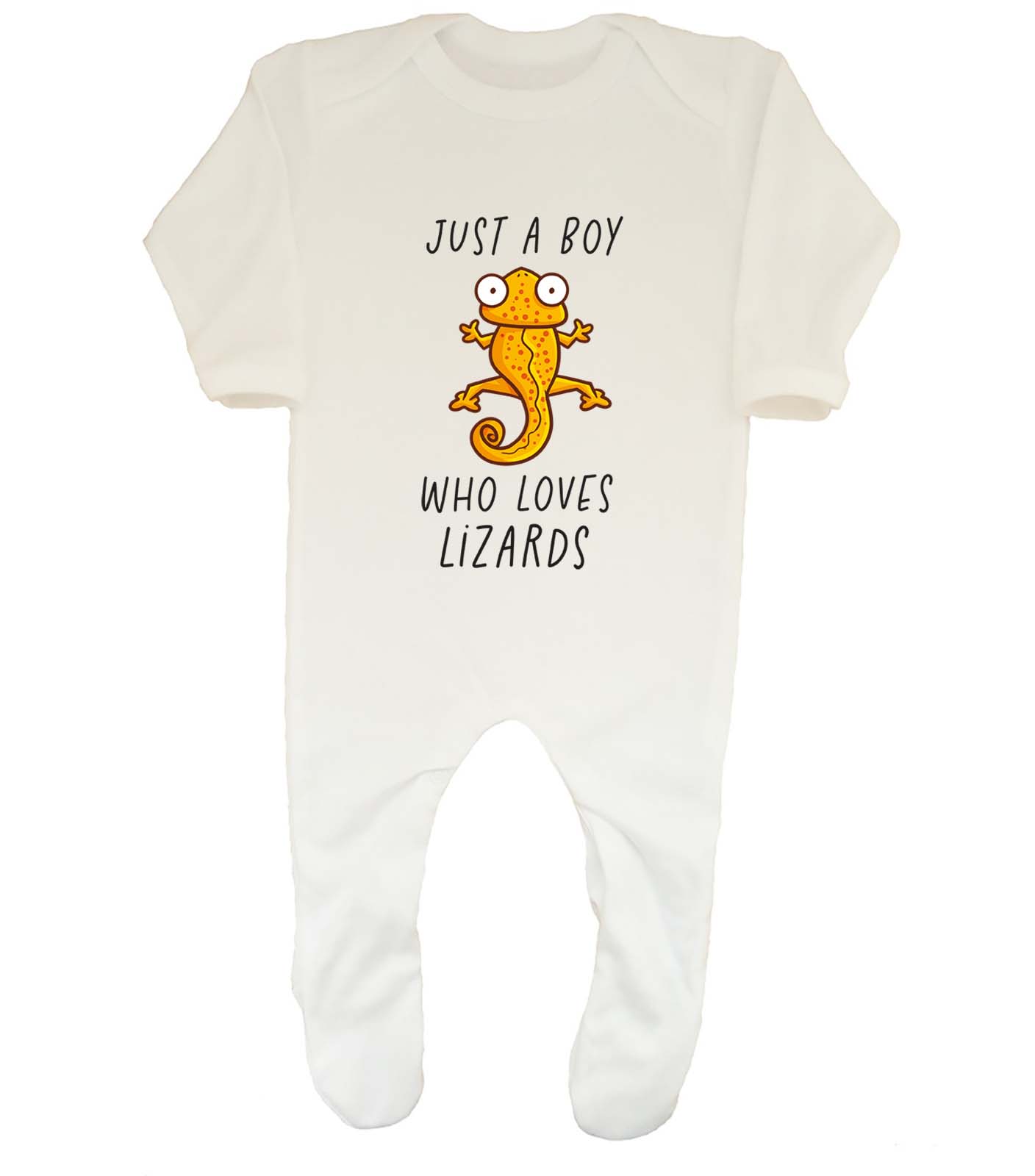 Just A Boy Who Loves Lizards Baby Grow Sleepsuit Boys Girls Gift | eBay UK